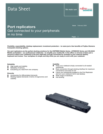 Fujitsu Port Replicator P8010 Datasheet | Manualzz