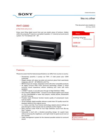 Sony RHT-G900 Datasheet | Manualzz