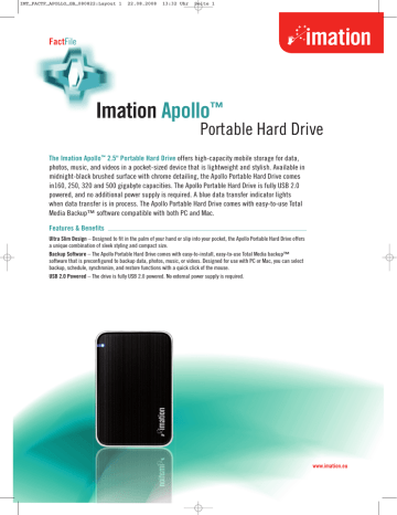 Imation Apollo 2.5" 250GB Datasheet | Manualzz