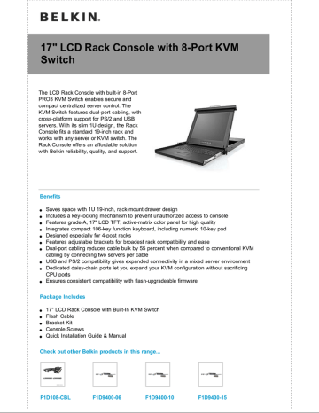 Belkin 17" LCD Rack Console with 8-Port KVM Switch Datasheet | Manualzz