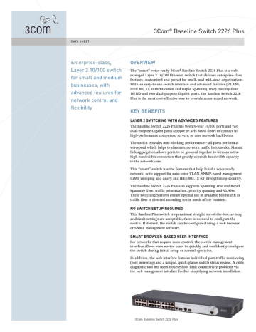3com Baseline Switch 2226 Plus Datasheet | Manualzz