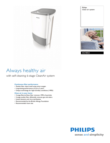Philips Clean air system Datasheet | Manualzz