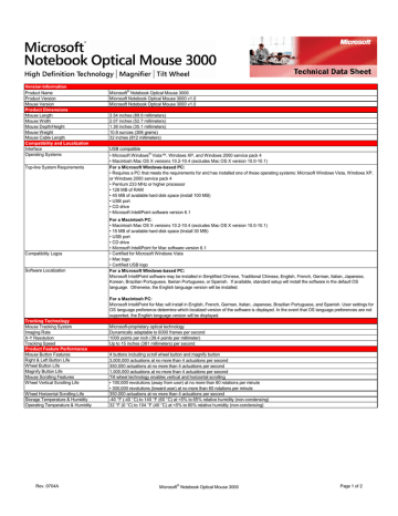 Microsoft Wireless Mobile Mouse 3000 Datasheet | Manualzz