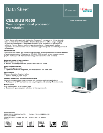 Fujitsu CELSIUS R550 Datasheet | Manualzz