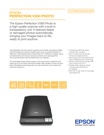 Epson Perfection V300 Photo Datasheet | Manualzz