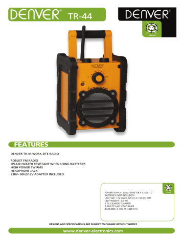Denver TR-44 Datasheet | Manualzz