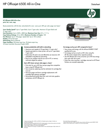 HP Officejet 6500 All-in-One Printer - E709a Datasheet | Manualzz