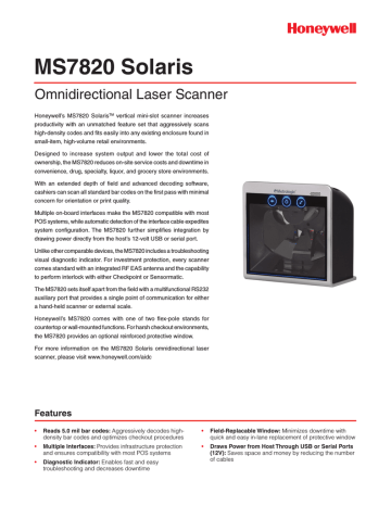 Honeywell MS7820 Datasheet | Manualzz