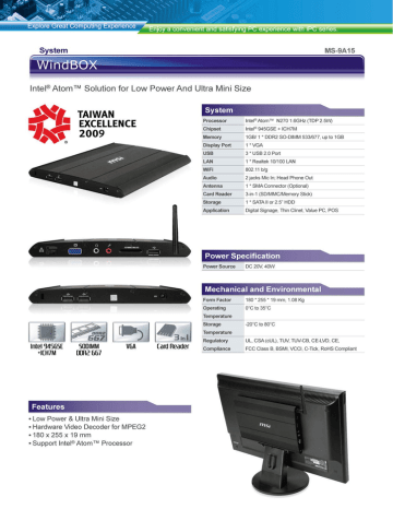 MSI Wind WindBOX Datasheet | Manualzz