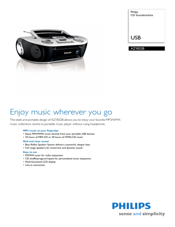 Philips AZ1832B MP3 CD Soundmachine Datasheet | Manualzz