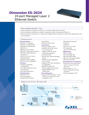 ZyXEL ES-2024 network switch Datasheet | Manualzz