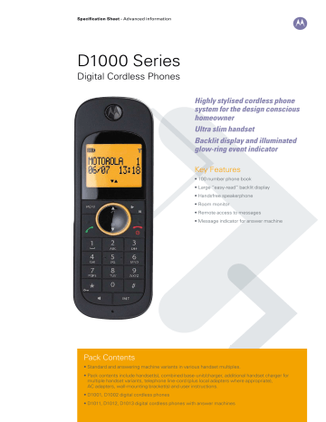 Motorola D1001 Datasheet | Manualzz