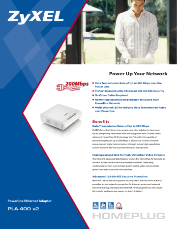 ZyXEL PLA-400 v2 Datasheet | Manualzz