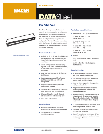 Belden Flex Patch Panel Datasheet | Manualzz
