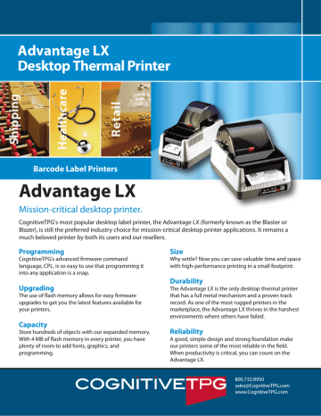 Cognitive TPG Advantage LX Datasheet | Manualzz