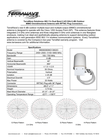 Terrawave M6060060MO13602O network antenna Datasheet | Manualzz
