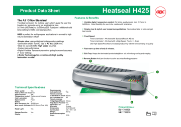 Acco Heatseal H425 Datasheet | Manualzz