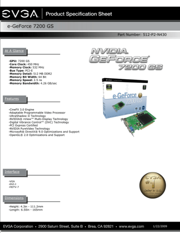 EVGA GeForce 7200 GS NVIDIA GeForce 7200 GS Datasheet | Manualzz