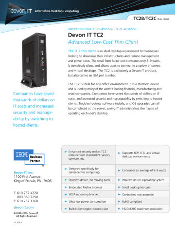 IBM TC2 Thin Client Datasheet | Manualzz