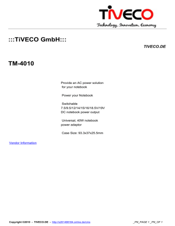 Tiveco TM-4010 Datasheet | Manualzz
