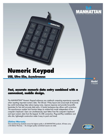Manhattan Teclado numérico Datasheet | Manualzz