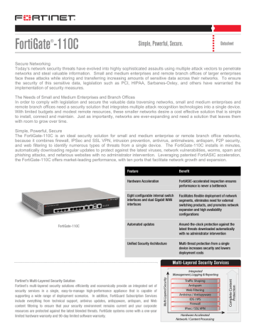 Fortinet FortiGate-110C Datasheet | Manualzz