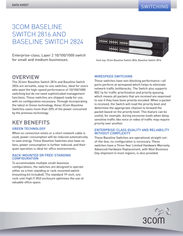 3com Baseline Switch 2816 Datasheet | Manualzz