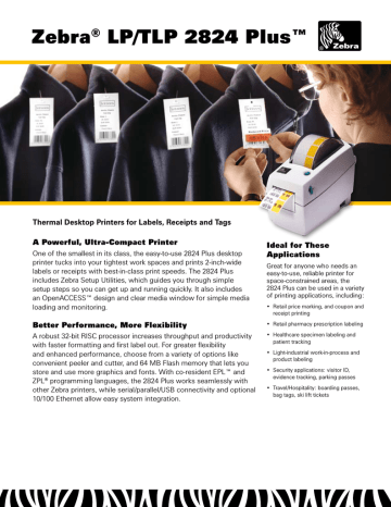 Zebra TLP 2824 Plus Datasheet | Manualzz