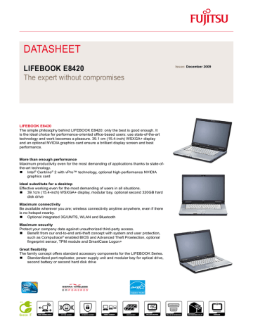 Fujitsu LIFEBOOK E8420 Data Sheet | Manualzz