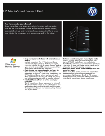 HP MediaSmart EX490 Datasheet | Manualzz