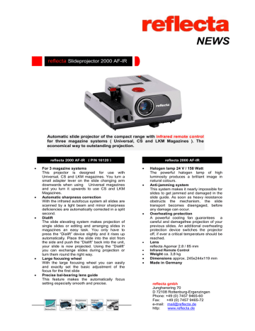 Reflecta 2000 AF-IR Datasheet | Manualzz