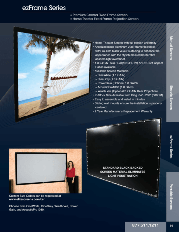 Elite Screens ezFrame Datasheet | Manualzz