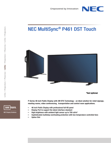 NEC MultiSync P461 DST Touch Datasheet | Manualzz