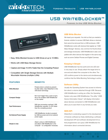 Wiebetech USB WriteBlocker Datasheet | Manualzz