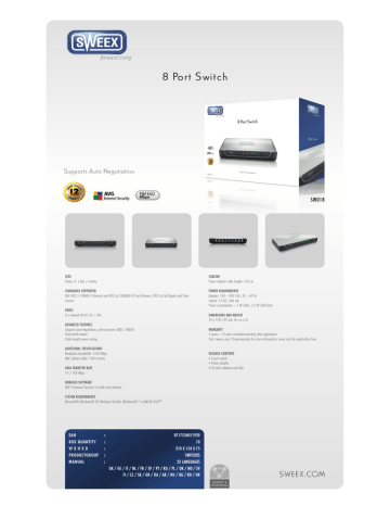 Sweex 8 Port Switch Datasheet | Manualzz
