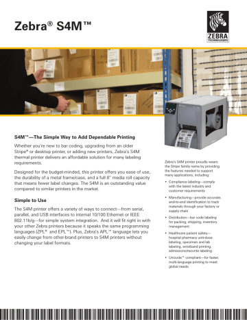 Zebra S4M Datasheet | Manualzz