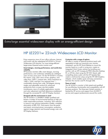 HP LE2201w Datasheet | Manualzz