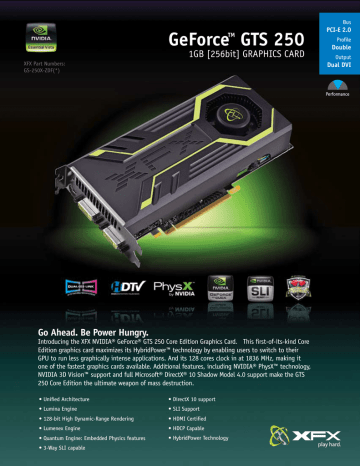 XFX GeForce 250 GTS 1GB Datasheet | Manualzz