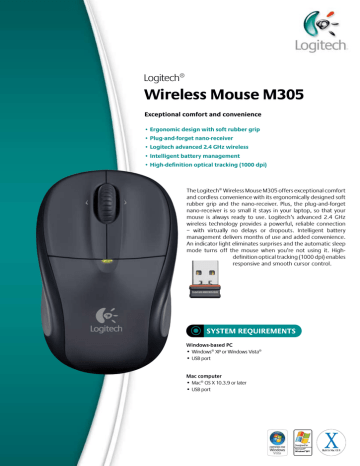 Logitech Cordless mouse Datasheet | Manualzz