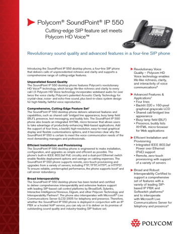 Polycom SoundPoint IP 550 Datasheet | Manualzz