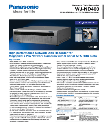 Panasonic WJ-ND400 Datasheet | Manualzz