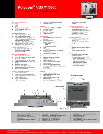 Polycom VSX 3000 QBRI Datasheet | Manualzz