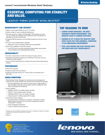 Lenovo ThinkCentre M58e Specification | Manualzz