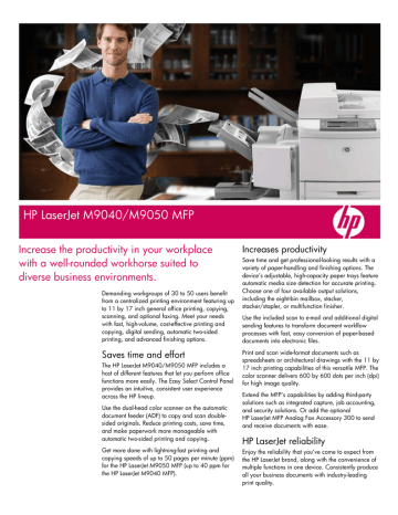 HP LaserJet M9050 Datasheet | Manualzz