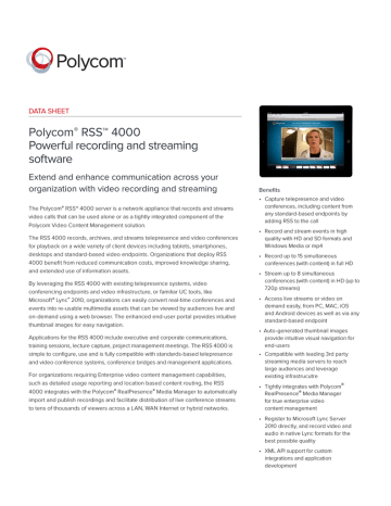 Polycom RSS 4000 5-Port Data Sheet | Manualzz