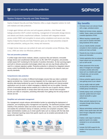 Sophos Endpoint Security & Data Protection Datasheet | Manualzz