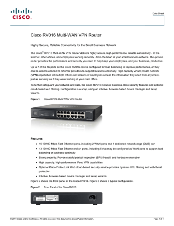 Cisco RV016 Datasheet | Manualzz