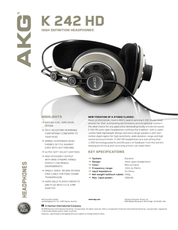 AKG K242 Datasheet | Manualzz