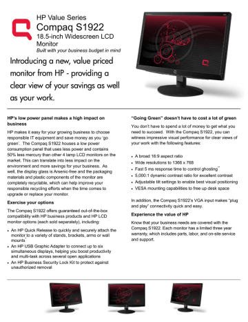 HP Compaq S1922 Datasheet | Manualzz
