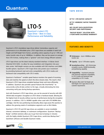 Quantum LTO-5 HH Datasheet | Manualzz